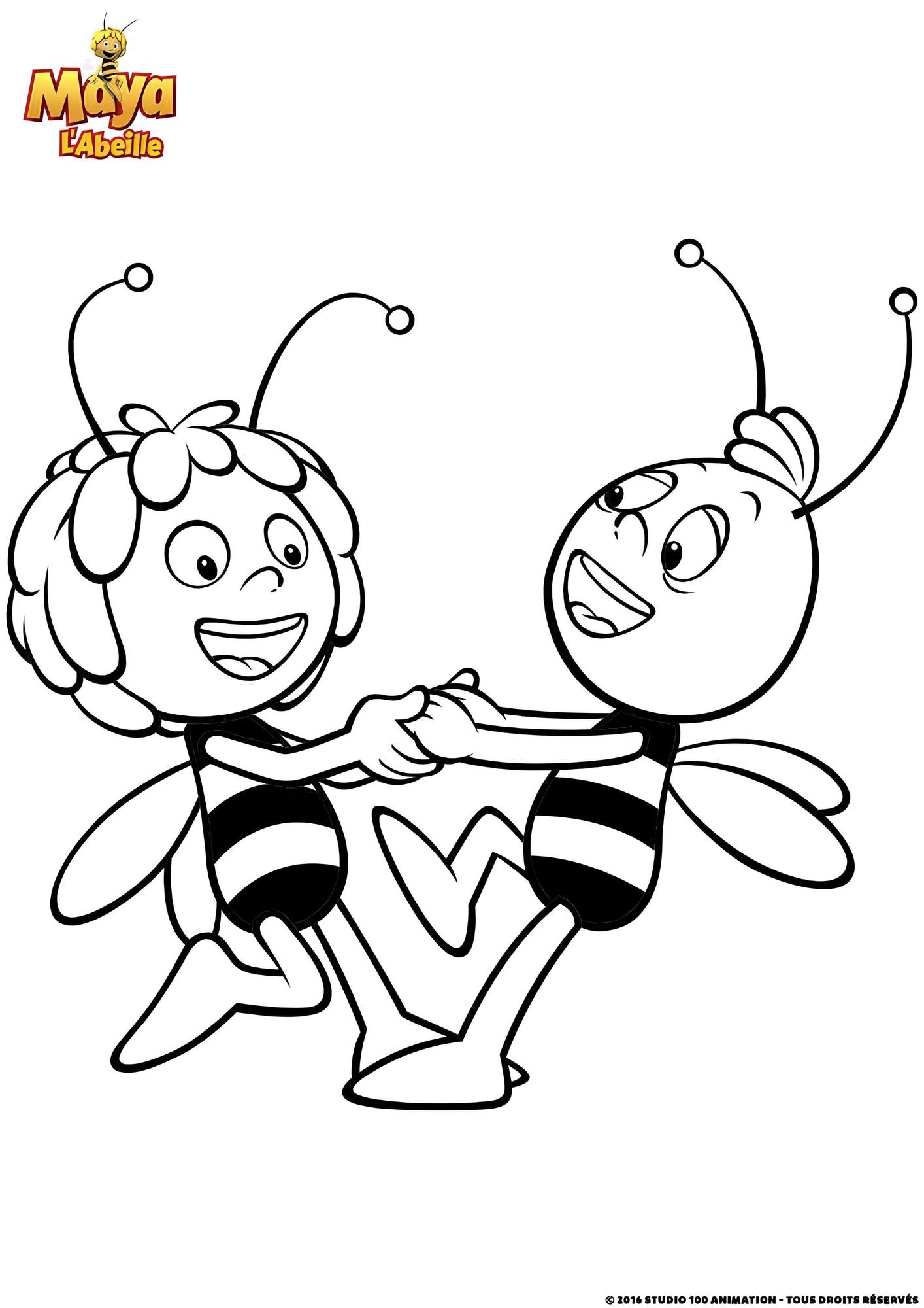 Coloriage Maya et Willy dansent - Coloriage Maya l Abeille - Coloriages ...