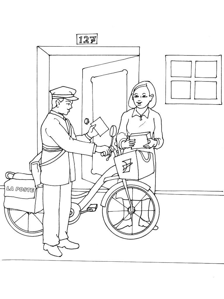 Coloriage Facteur 14 - Coloriage Facteurs - Coloriages Metiers